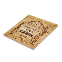 Log Cabin Personalized Faux Wood Ceramic Tile | Zazzle
