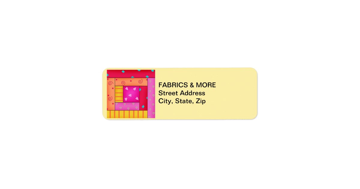 Log Cabin Quilt Block Yellow Return Address Label | Zazzle