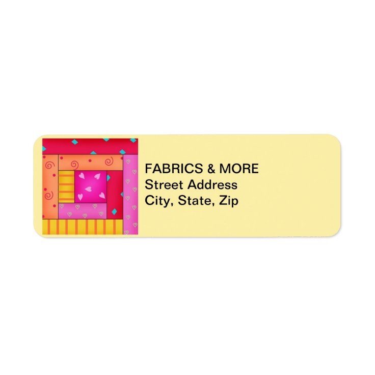 Log Cabin Quilt Block Yellow Return Address Label | Zazzle
