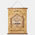 Log Cabin Rustic Wood Look | Personalized Welcome Hanging Tapestry | Zazzle
