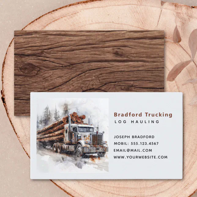 Log Trucking Long Haul Trucker Company Business Card | Zazzle
