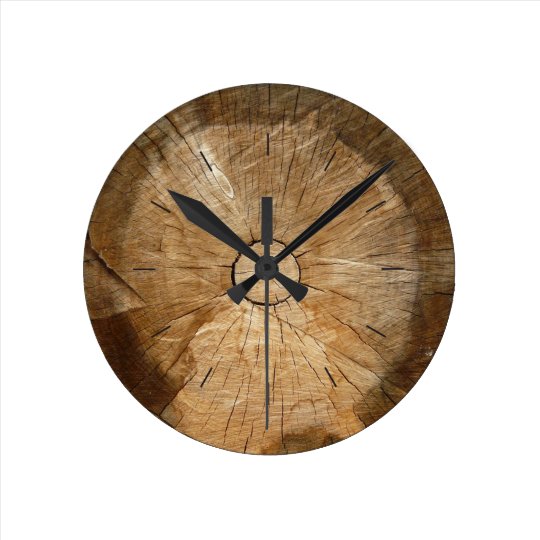LOG WOOD | natural tree sliced Round Clock | Zazzle.com