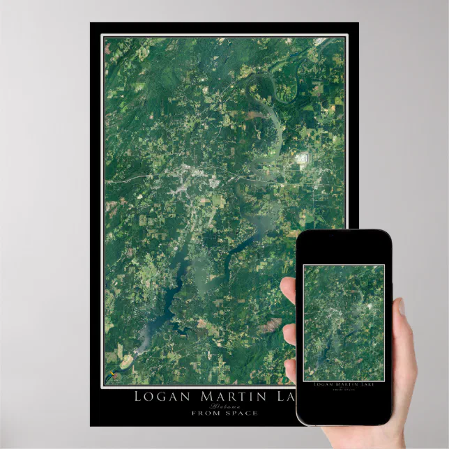 Logan Martin Lake Alabama Satellite Poster Map | Zazzle