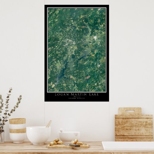 Logan Martin Lake Alabama Satellite Poster Map | Zazzle