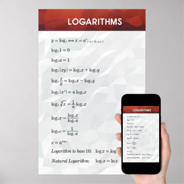 Logarithms - Math Poster | Zazzle