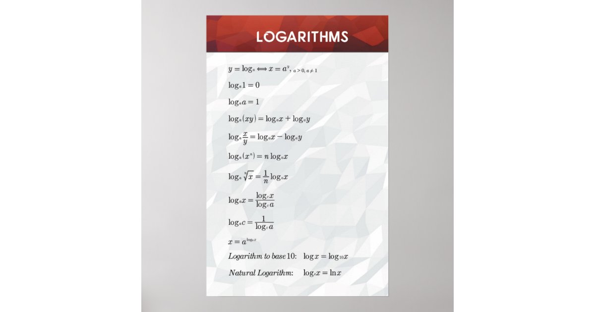 Logarithms - Math Poster | Zazzle