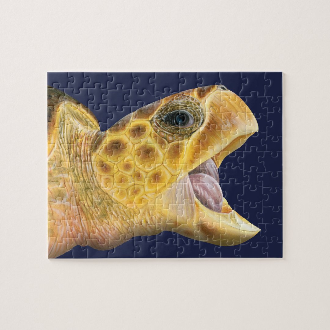 Loggerhead Sea Turtle with Opened Mouth Puzzle | Zazzle