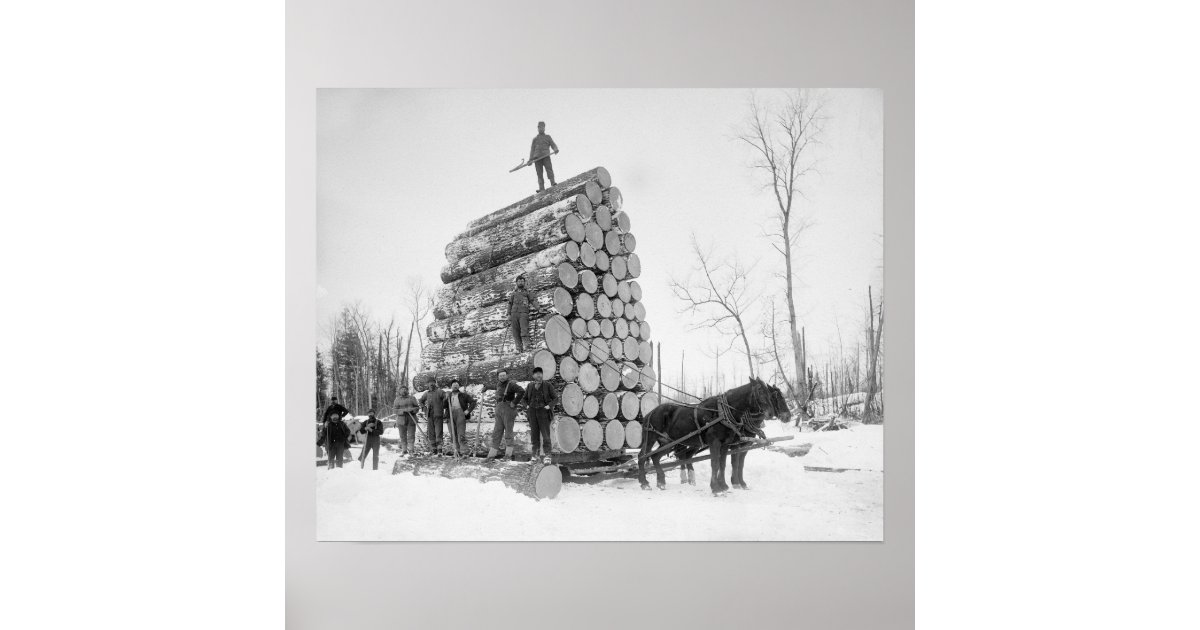Loggers At Work, 1890. Vintage Photo Poster | Zazzle