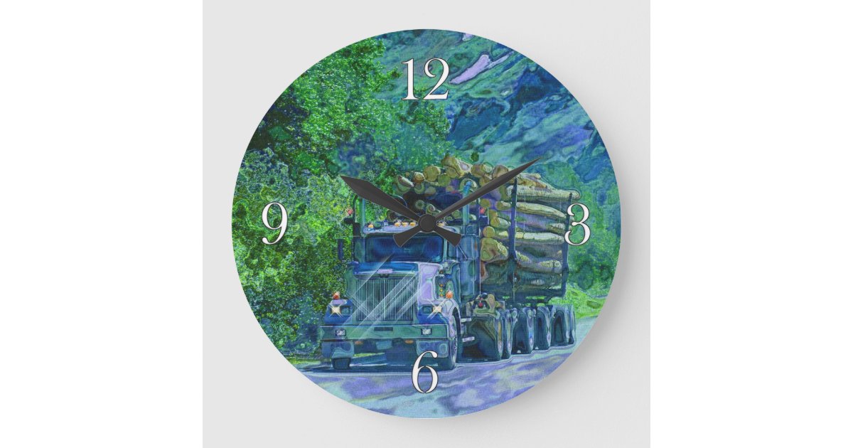 Logging Truck Lumber Haulage Wall Clock | Zazzle