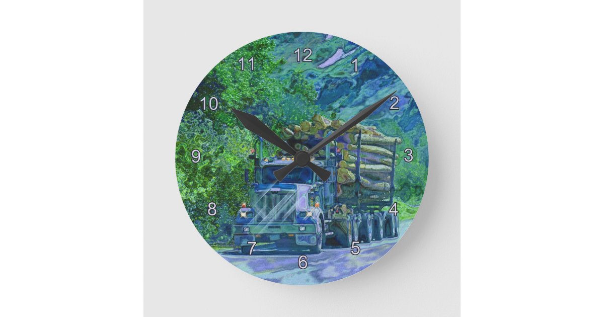 Logging Truck Lumber Haulage Wall Clock | Zazzle