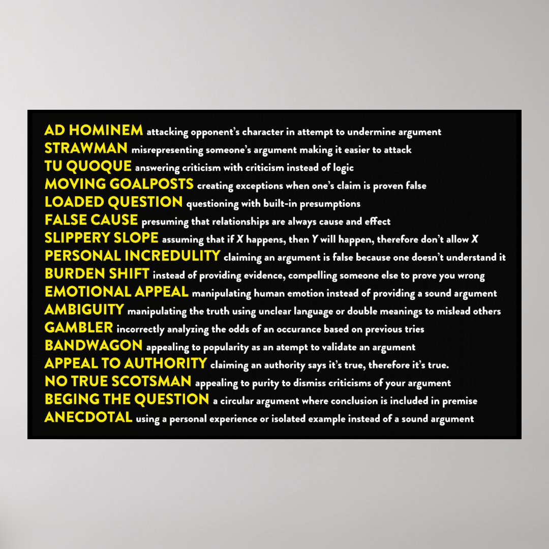Logical Fallacies Poster | Zazzle
