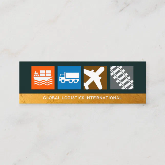 Logistics Freight Motif Faux Gold Column Mini Business Card | Zazzle