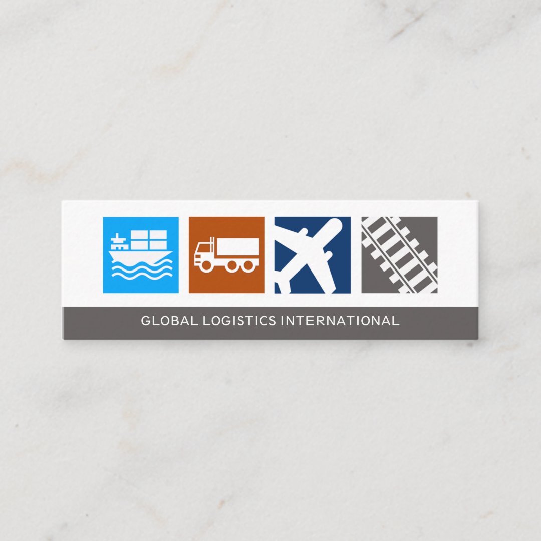 Logistics Freight Transportation Motif Mini Business Card | Zazzle