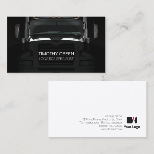Logistics Transportation Services Truck Front Business Card | Zazzle