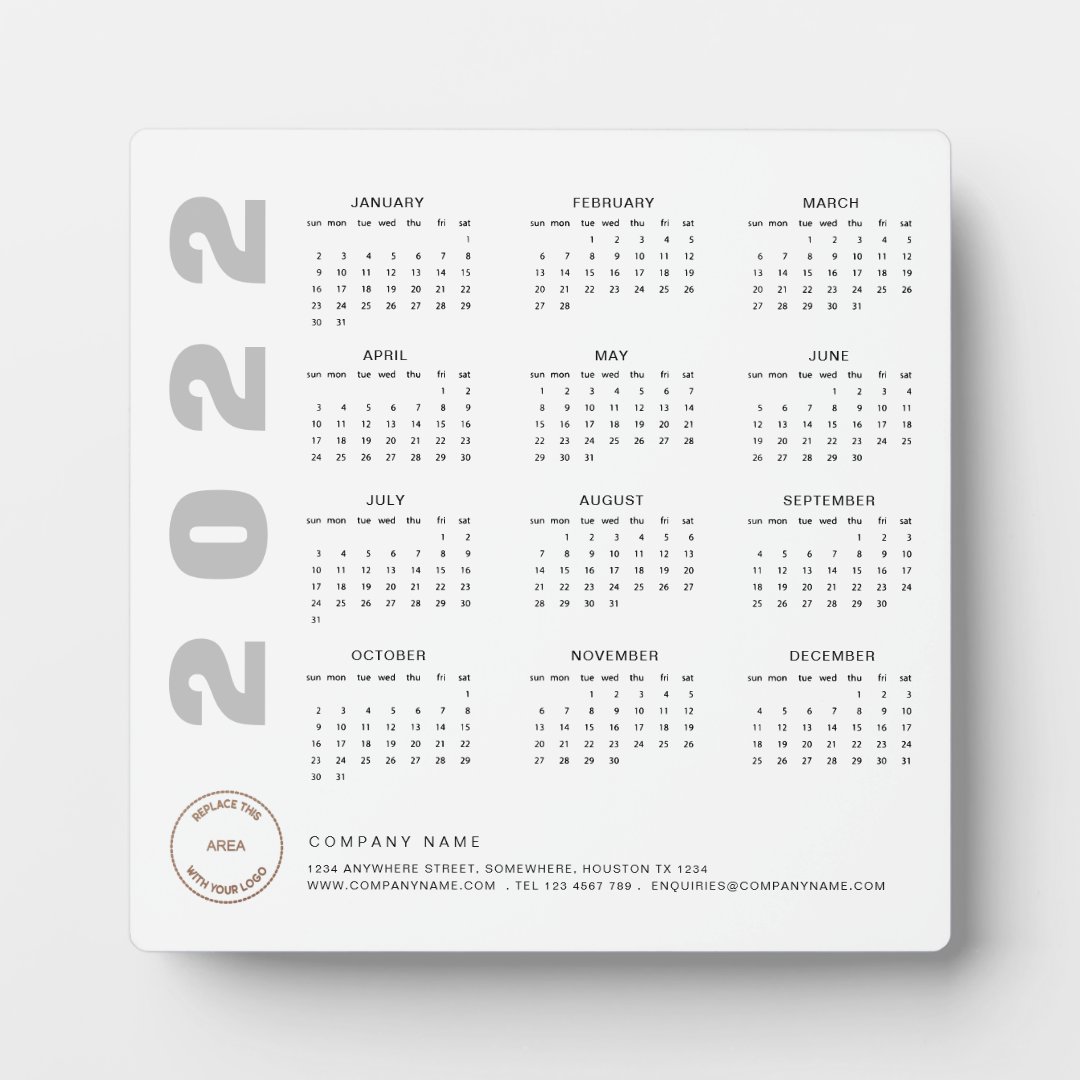 Logo 2022 Calendar Company Client Promotional Plaque | Zazzle