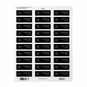 Logo 4 lines of text black business return address label | Zazzle