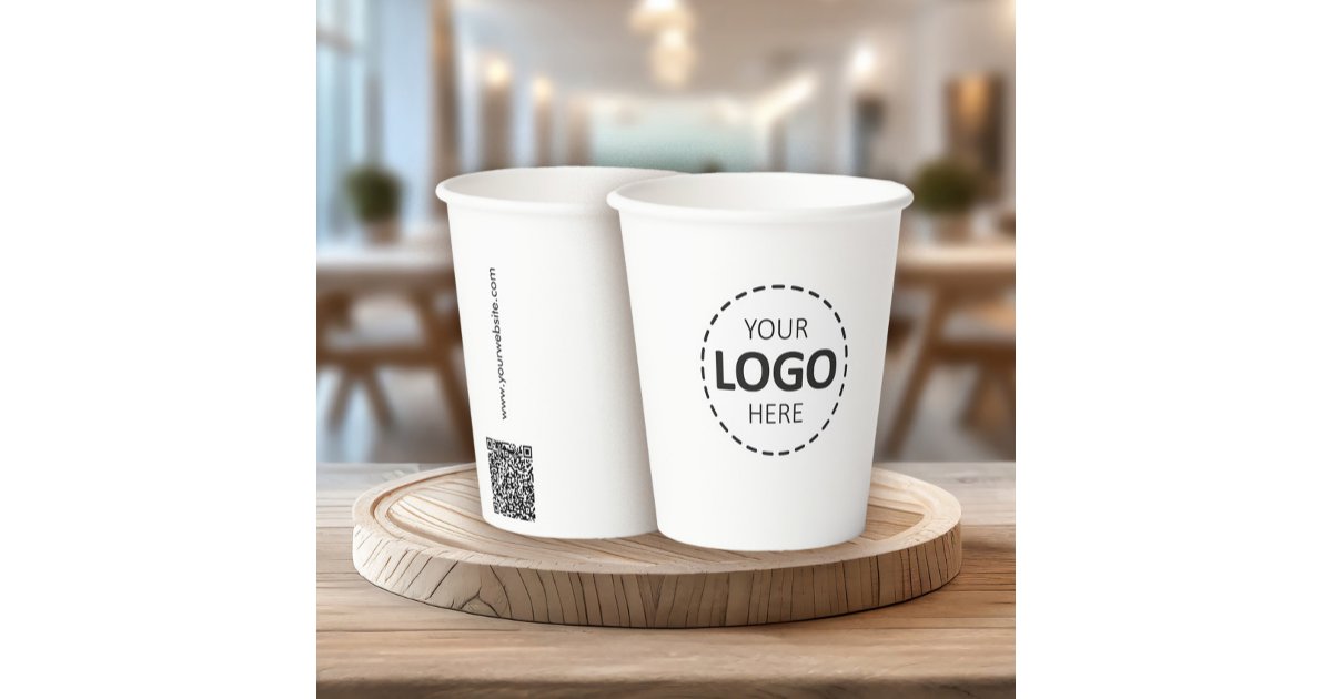 Logo and QR Code Custom Paper Cups | Zazzle