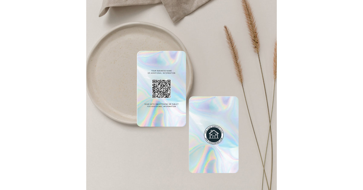 Logo and QR Code DIY Holographic Custom Business Card | Zazzle