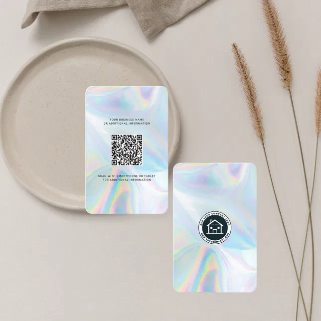 Logo and QR Code DIY Holographic Custom Business Card | Zazzle