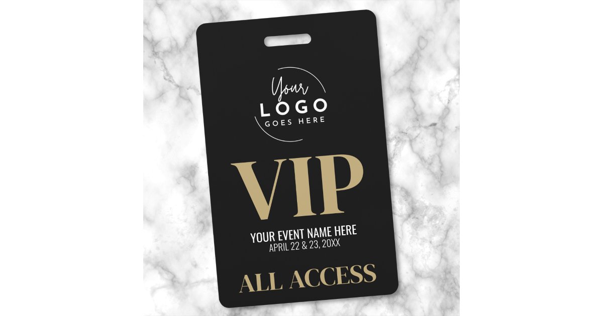 Logo Black Gold VIP Event Badge | Zazzle