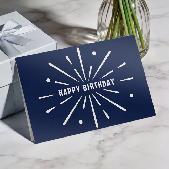 Logo Blue White Simple Corporate Birthday Card | Zazzle