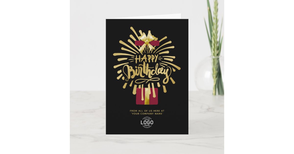 Logo Burgundy Gold Fireworks Black Group Birthday Card | Zazzle