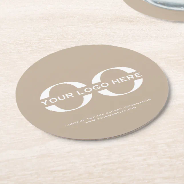 Logo Business Corporate Company Minimalist Round Paper Coaster | Zazzle