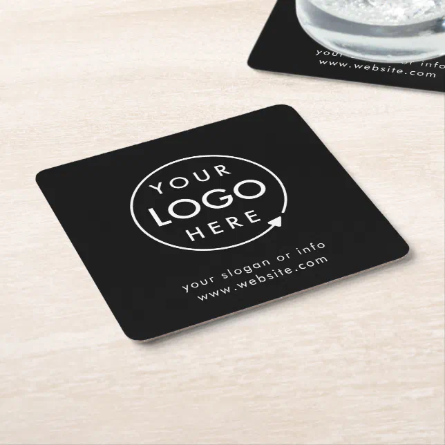 Logo | Business Corporate Company Minimalist Square Paper Coaster | Zazzle