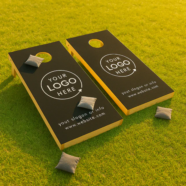 Logo | Business Corporate Modern Black Company Cornhole Set | Zazzle