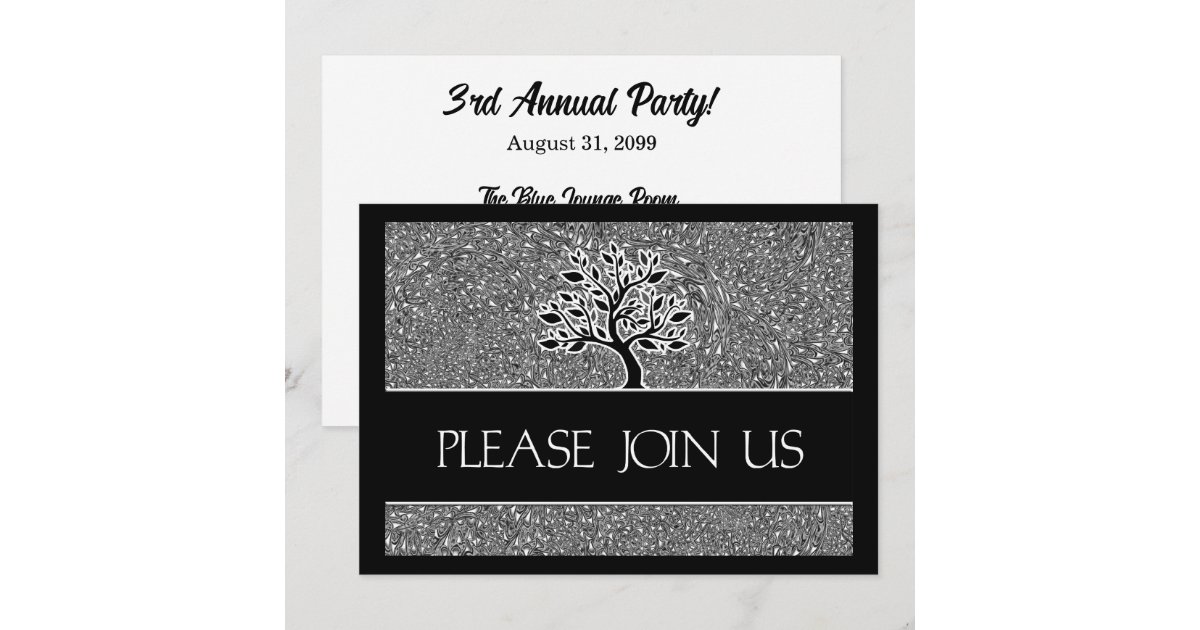 Logo Business Party Invitation Black and White | Zazzle