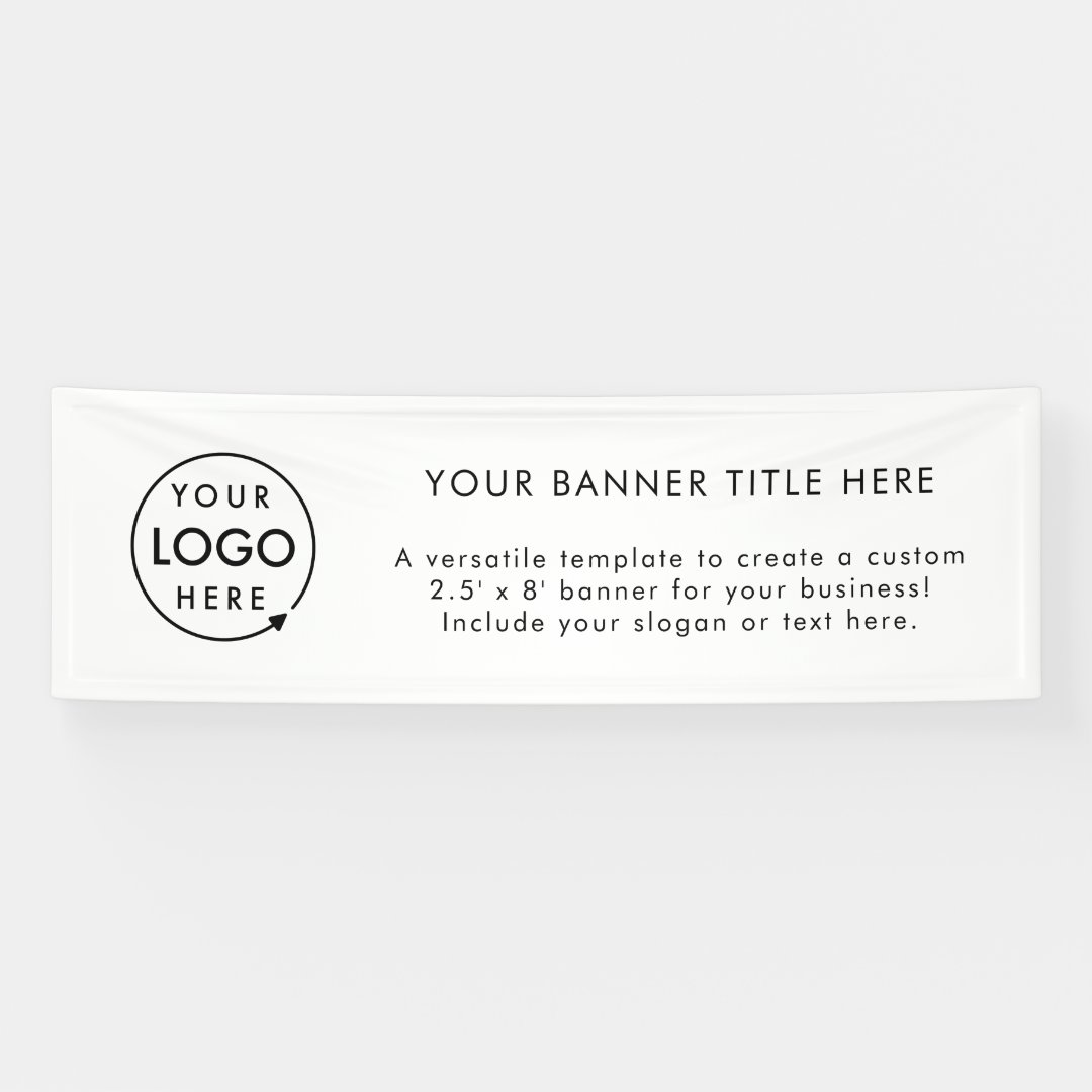 Logo Business | White Simple Minimalist Modern 8' Banner | Zazzle