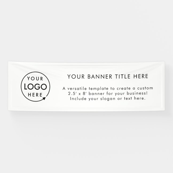 Logo Business | White Simple Minimalist Modern 8' Banner | Zazzle