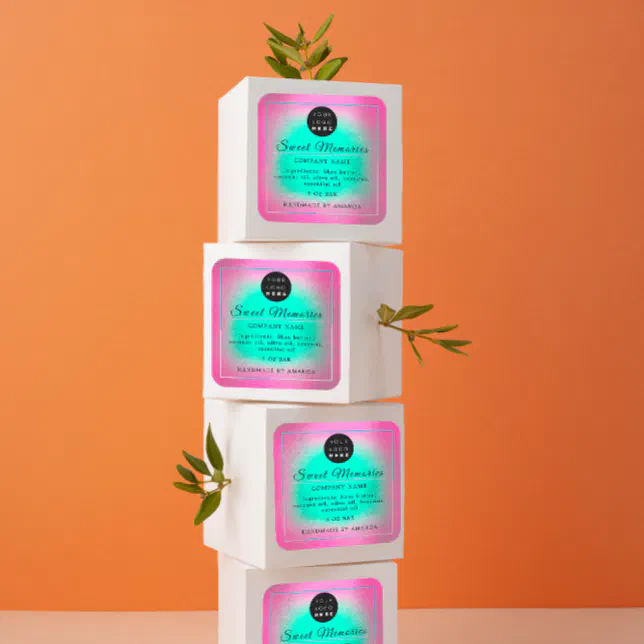 Logo Butter Cosmetic Soap Product Label Pink Mint | Zazzle