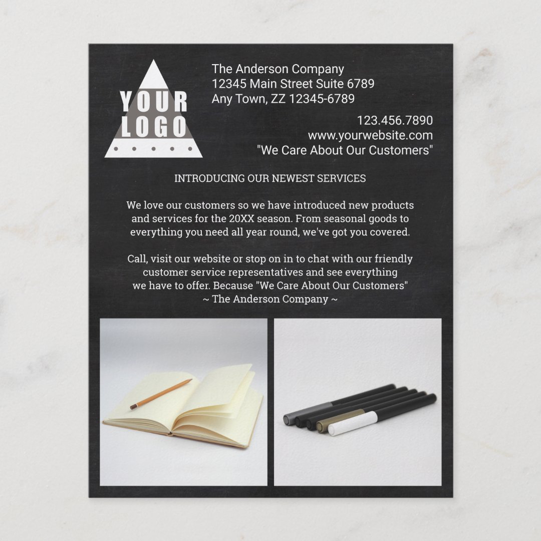 Logo Chalkboard Stylish Create Your Own 2 Photo Flyer | Zazzle