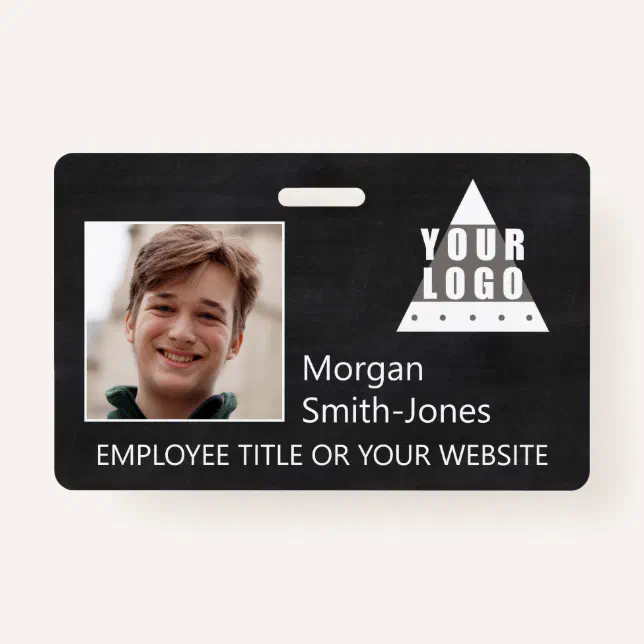 Logo Chalkboard Trendy Business Employee Photo Badge | Zazzle