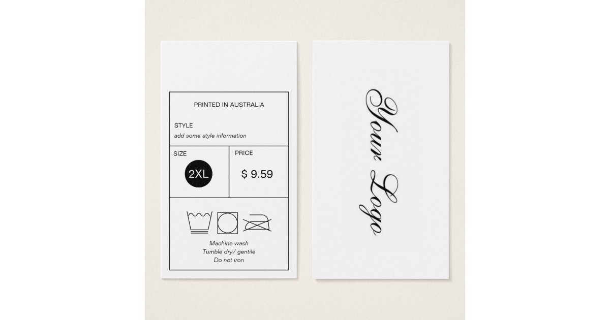 Logo Clothing Price Hang Tag | Zazzle