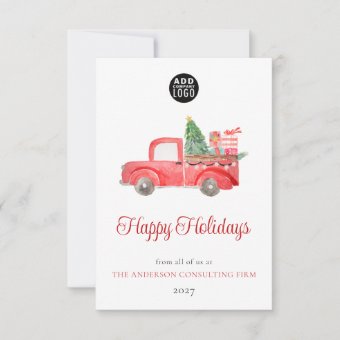 Logo Company Christmas Holiday Thank You Card | Zazzle