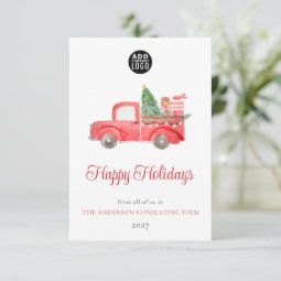 Logo Company Christmas Holiday Thank You Card | Zazzle