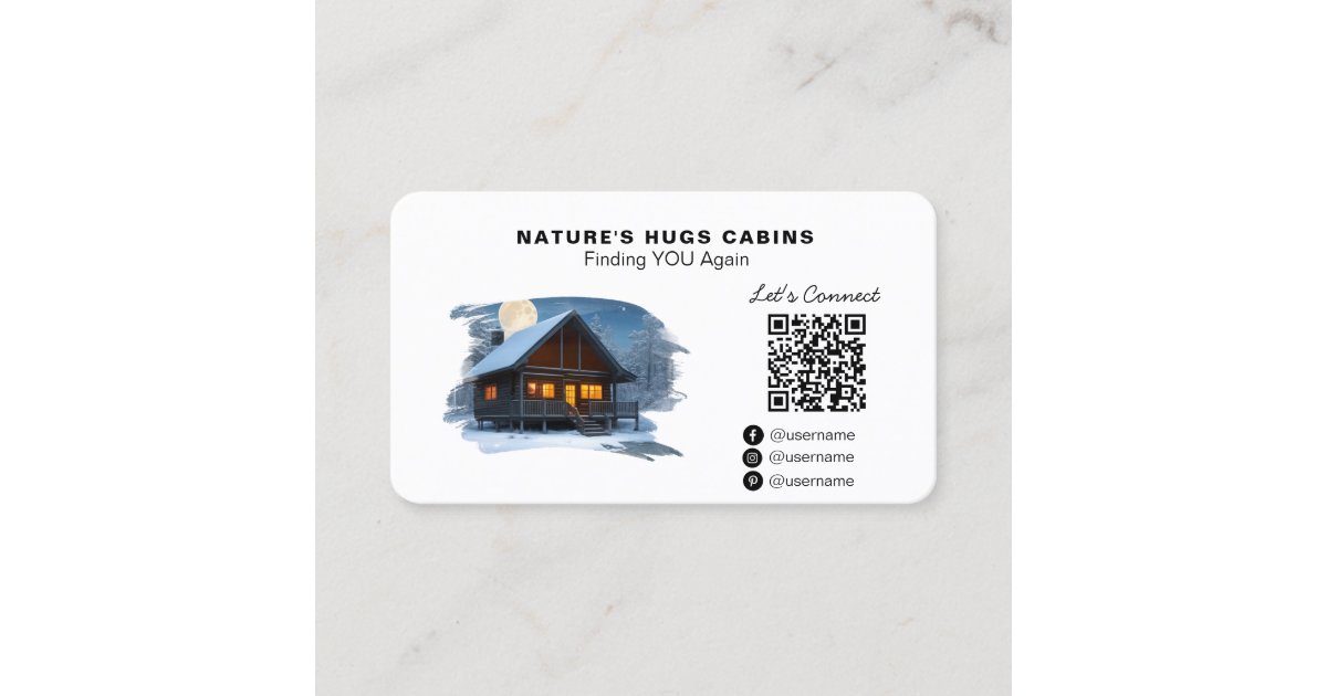 Logo Cottage Lodge Cabin Rental AP49 QR Business Card | Zazzle