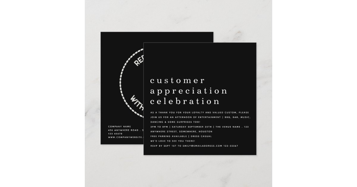 Logo Customer Appreciation Day Business Black Invitation | Zazzle