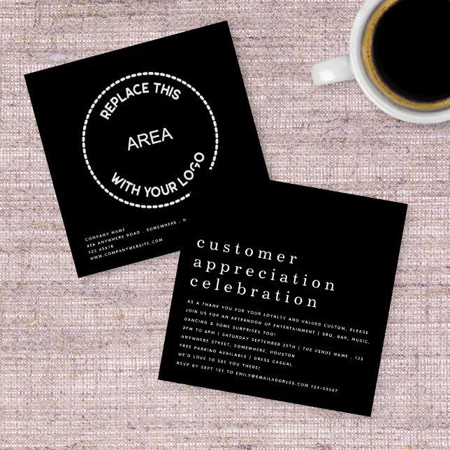 Logo Customer Appreciation Day Business Black Invitation | Zazzle