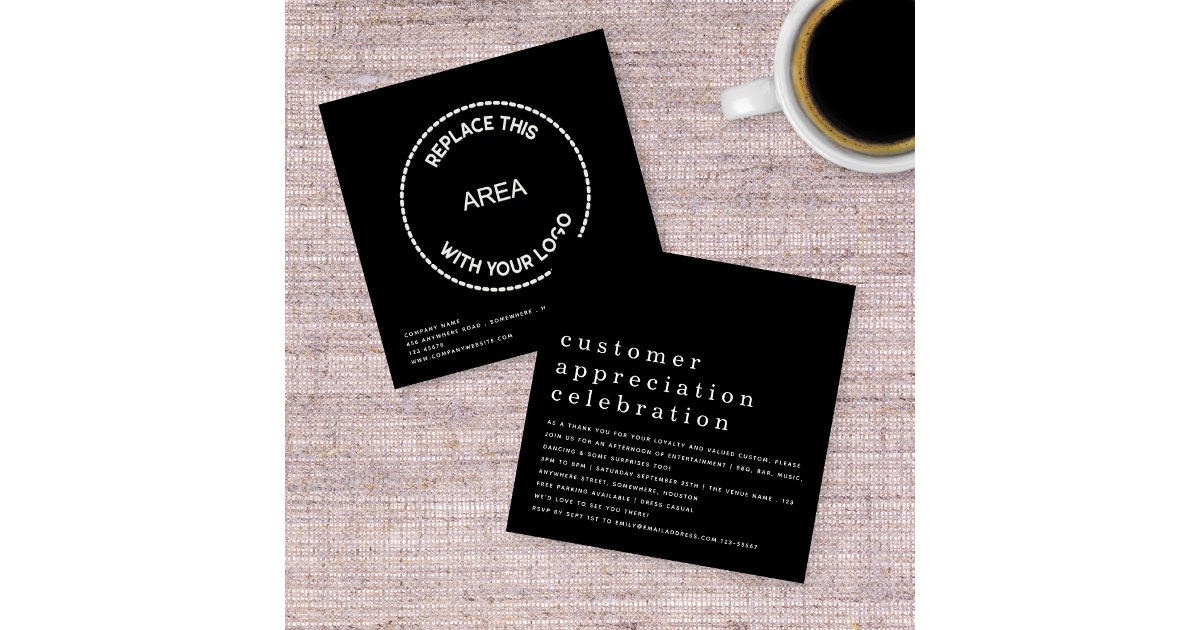 Logo Customer Appreciation Day Business Black Invitation | Zazzle