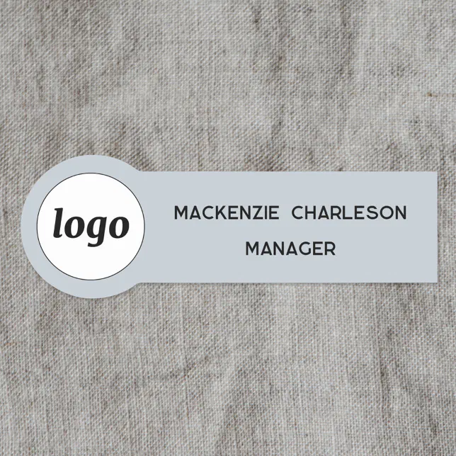 Logo Employee Staff Powder Blue Business Name Tag | Zazzle