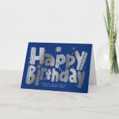 Logo Fun Silver Handwritten Navy Blue Birthday Card | Zazzle