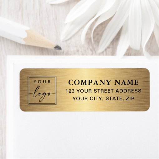 Logo golden color gradient business return address label | Zazzle