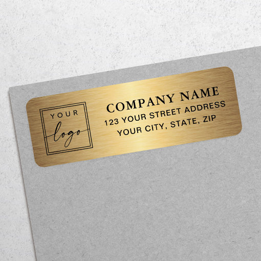 Logo golden color gradient business return address label | Zazzle