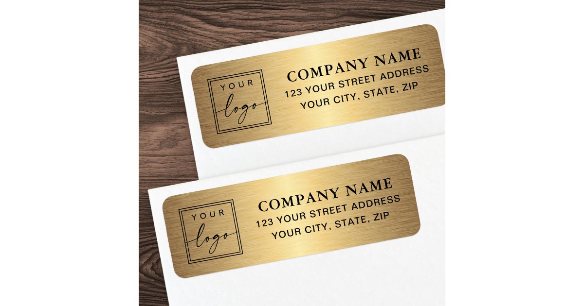 Logo golden color gradient business return address label | Zazzle