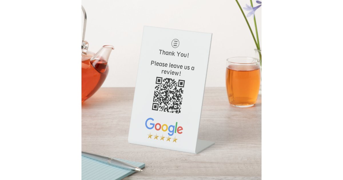 Logo Google Leave A Review QR Code Business Pedestal Sign | Zazzle