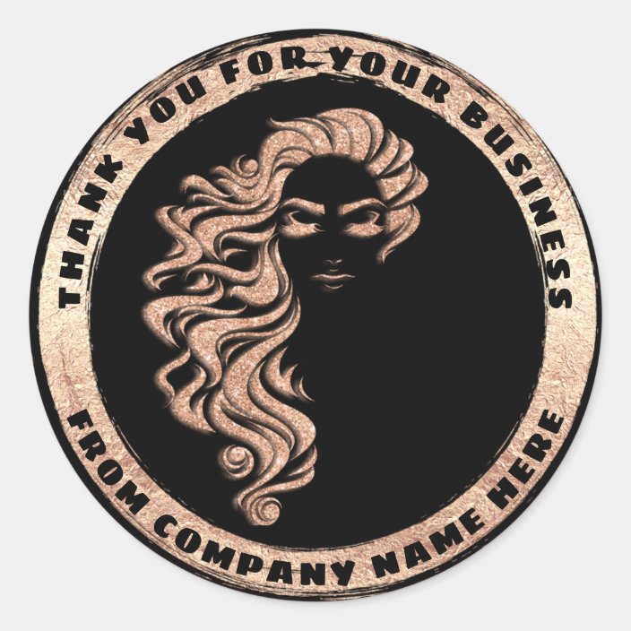 Logo Hair Lashes Wigs Thank Rose Gold Classic Round Sticker | Zazzle.com