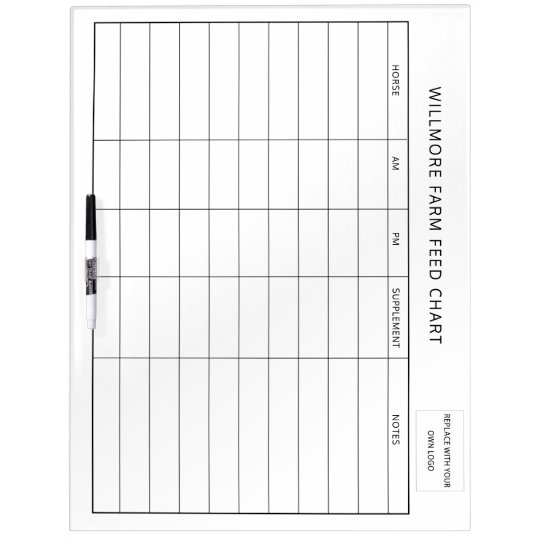 Logo Horse Barn Feed Chart Equine Care Chart Dry Erase Board | Zazzle.com